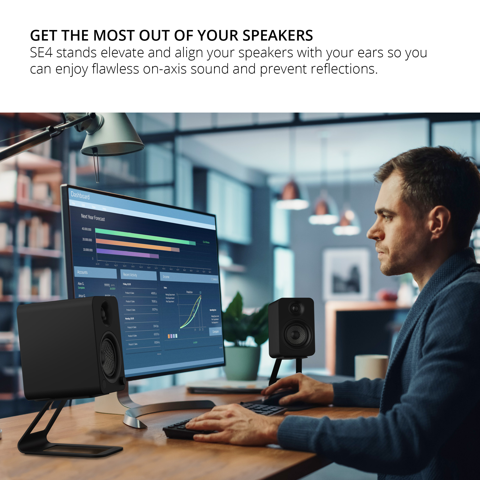 Dynamic Distribution - Kanto Elevated Desktop Speaker Stands SE4 (Black)